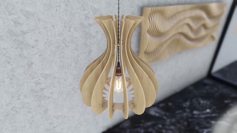 Parametric Wavy Wooden Lighting 05 - Chandelier Model / CNC Files for ...