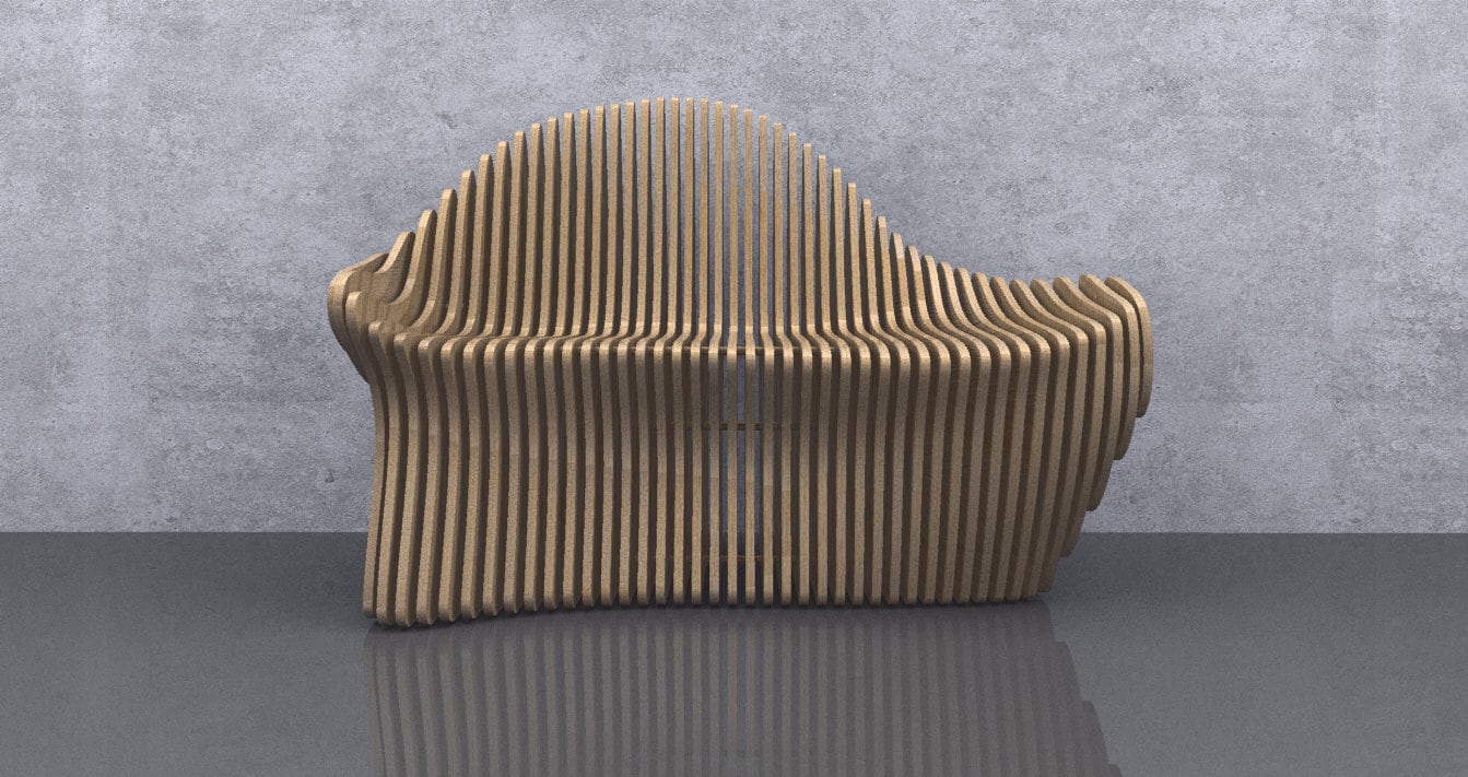 Parametric Wavy Wooden Furniture 09 - Sofa Design / CNC Files for ...