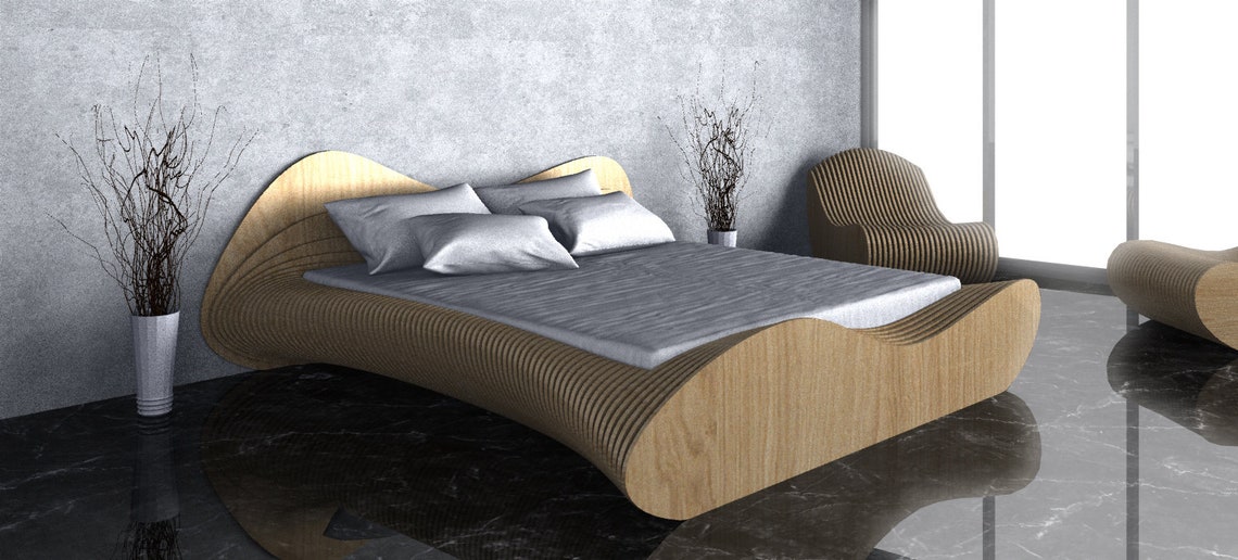 Parametric Wavy Wooden Furniture 28 King Size Bed Design and - Etsy
