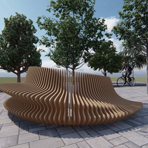 Parametric Wavy Wooden Furniture 16 - C Shaped Bench / CNC Files for ...