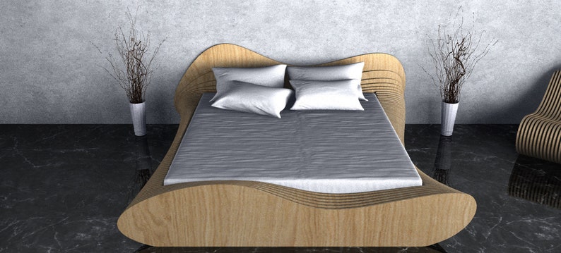 Parametric Wavy Wooden Furniture 28 - King Size Bed Design and Sofa ...