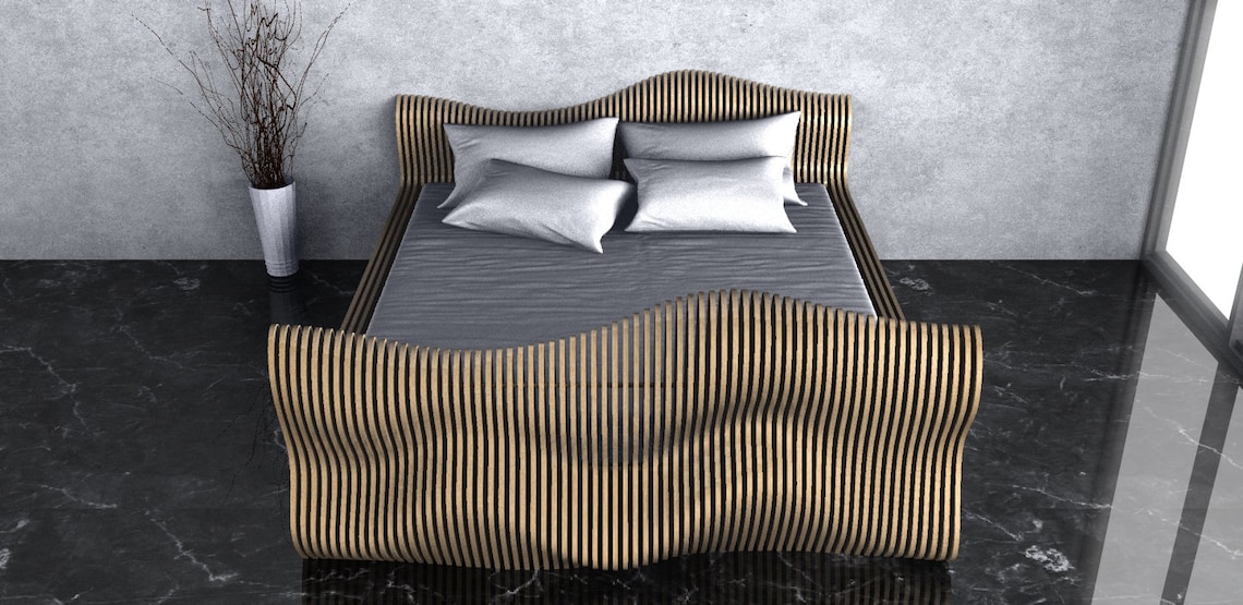 Parametric Wavy Wooden Furniture 27 King Size Bed Design / - Etsy Canada