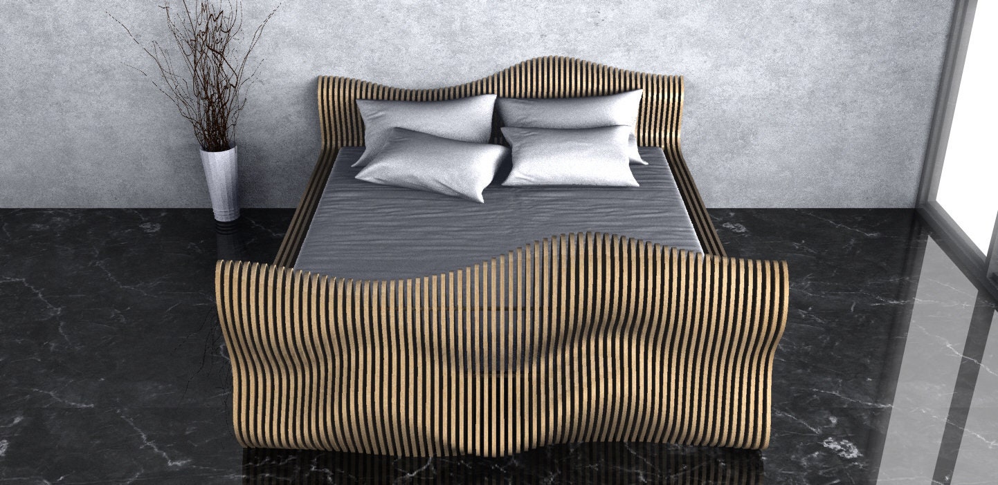 Parametric Wavy Wooden Furniture 27 King Size Bed Design / - Etsy