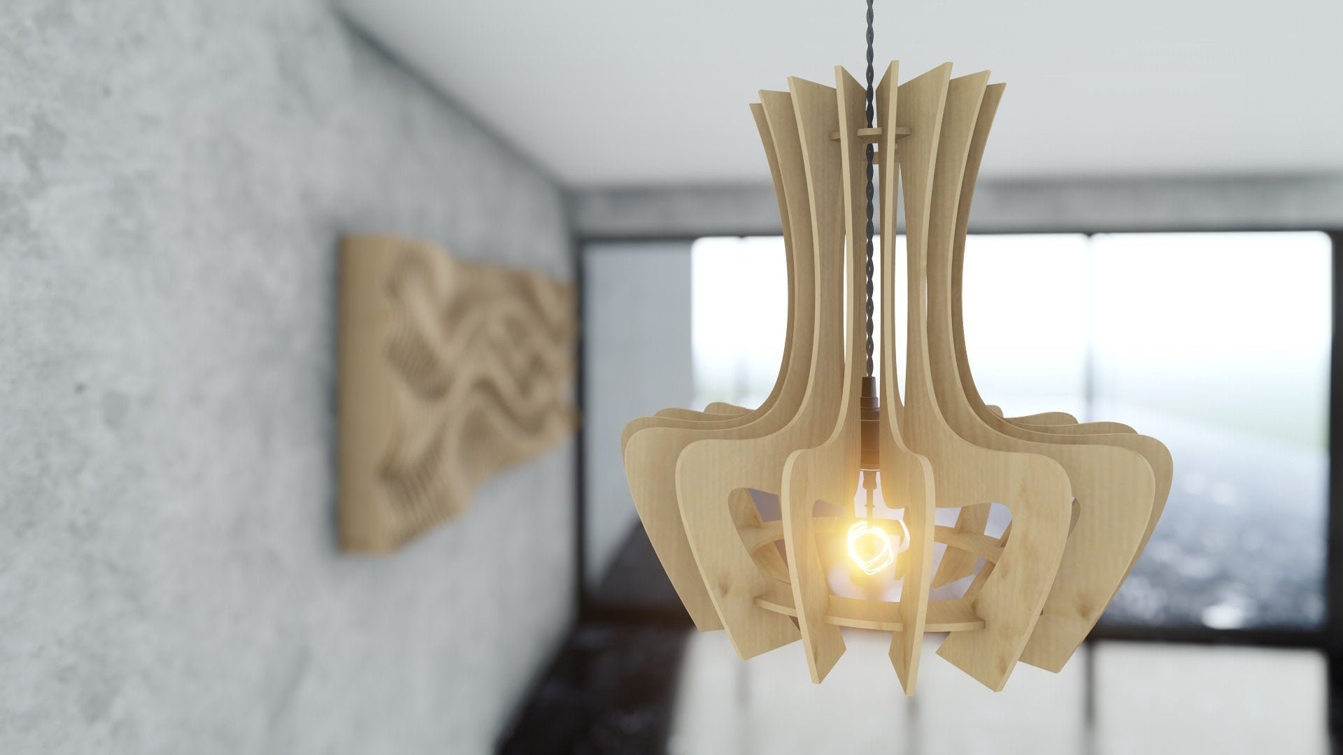 Chandeliers Chandeliers & Pendant Lights Parametric Wavy Wooden ...