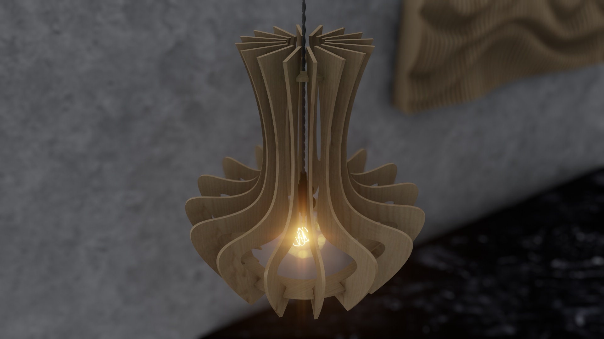 Parametric Wavy Wooden Lighting 03 Chandelier Model / CNC - Etsy