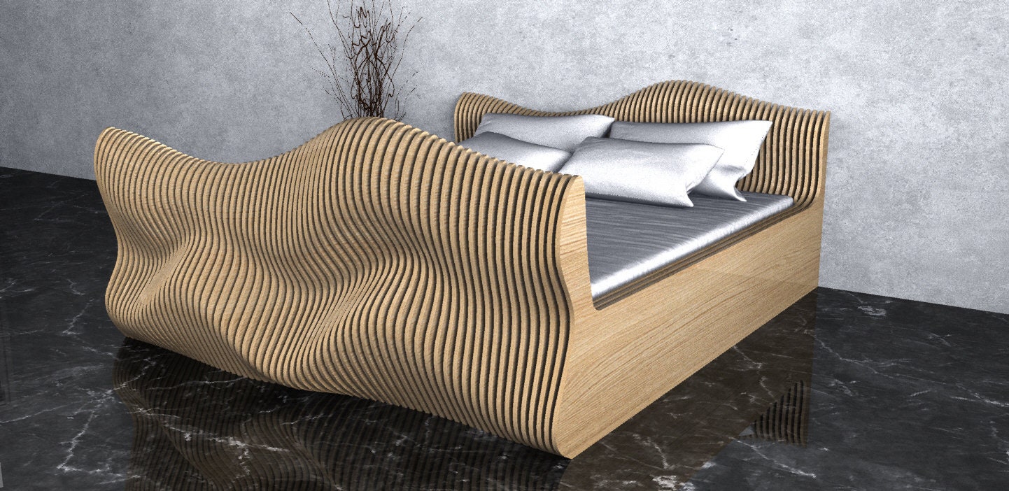 Parametric Wavy Wooden Furniture 27 King Size Bed Design / - Etsy