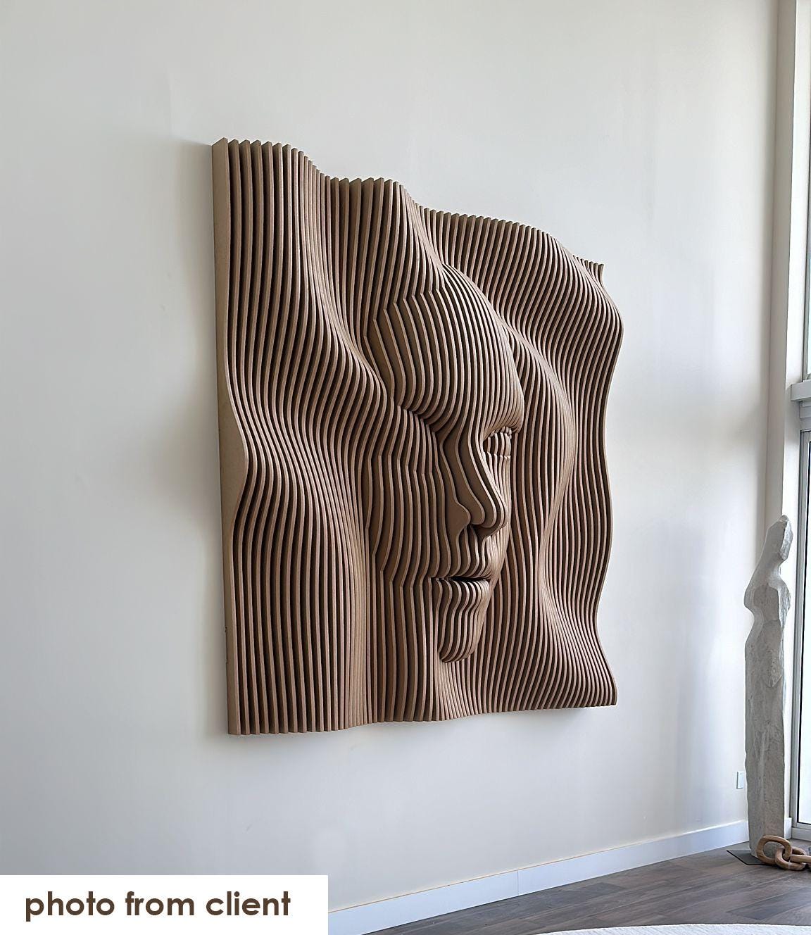 Parametric Wavy Wooden Wall Decor 50 / Face in Waves / Digital Files ...