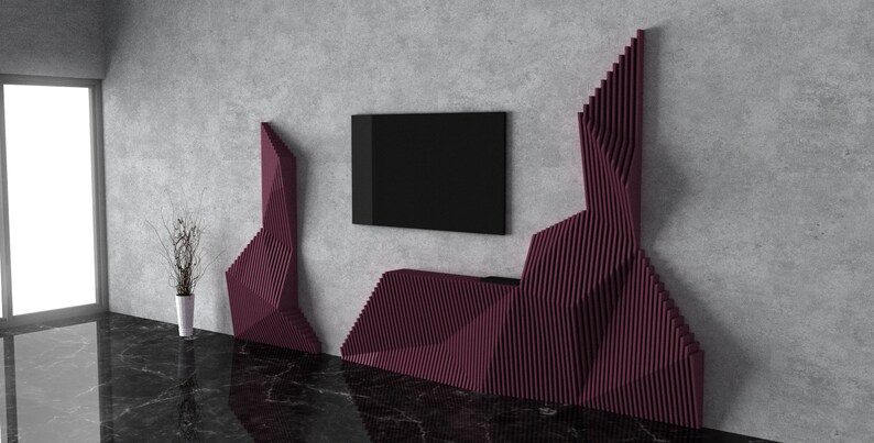 Parametric Wavy Wooden Wall Decor 43 / TV Unit / CNC Files for Cutting ...