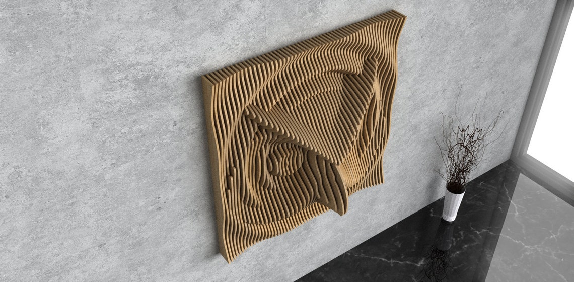 Parametric Wavy Wooden Wall Decor 51 / Owl in Waves / CNC Files for ...