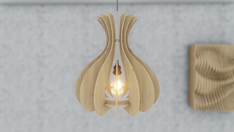 Parametric Wavy Wooden Lighting 05 Chandelier Model / CNC - Etsy