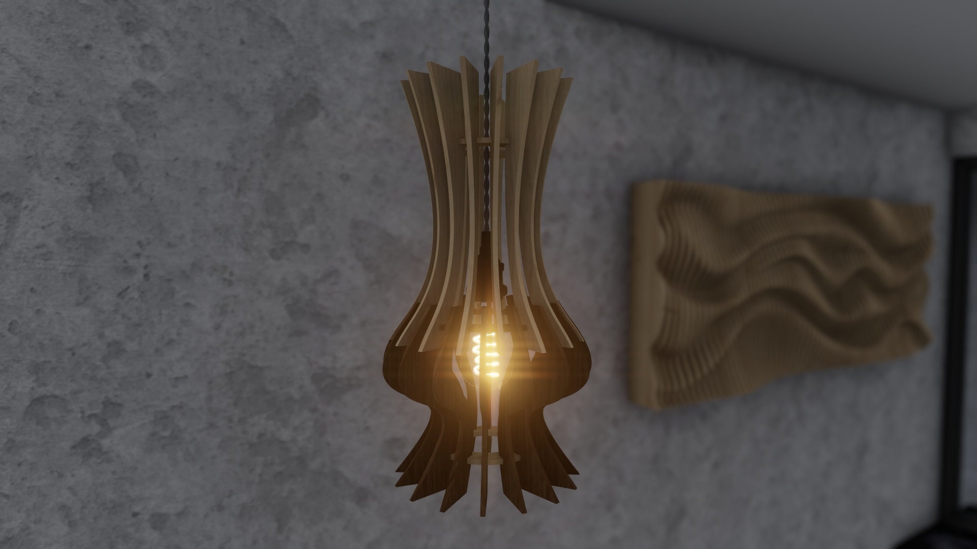 Parametric Wavy Wooden Lighting 01 Chandelier Model / CNC - Etsy