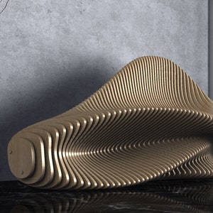 Parametric Wavy Wooden Furniture 26 - Bench Design / CNC Files for ...