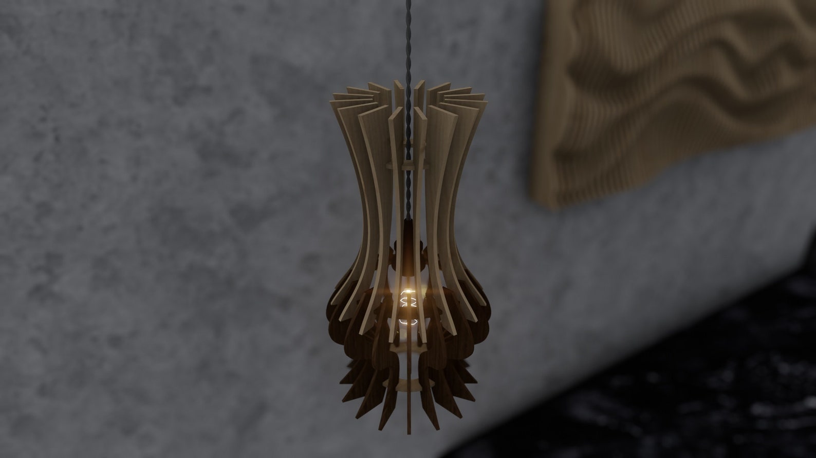 Parametric Wavy Wooden Lighting 01 Chandelier Model / CNC - Etsy