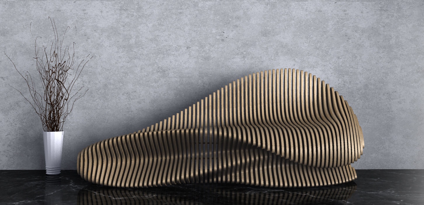 Parametric Wavy Wooden Furniture 26 - Bench Design / CNC Files for ...
