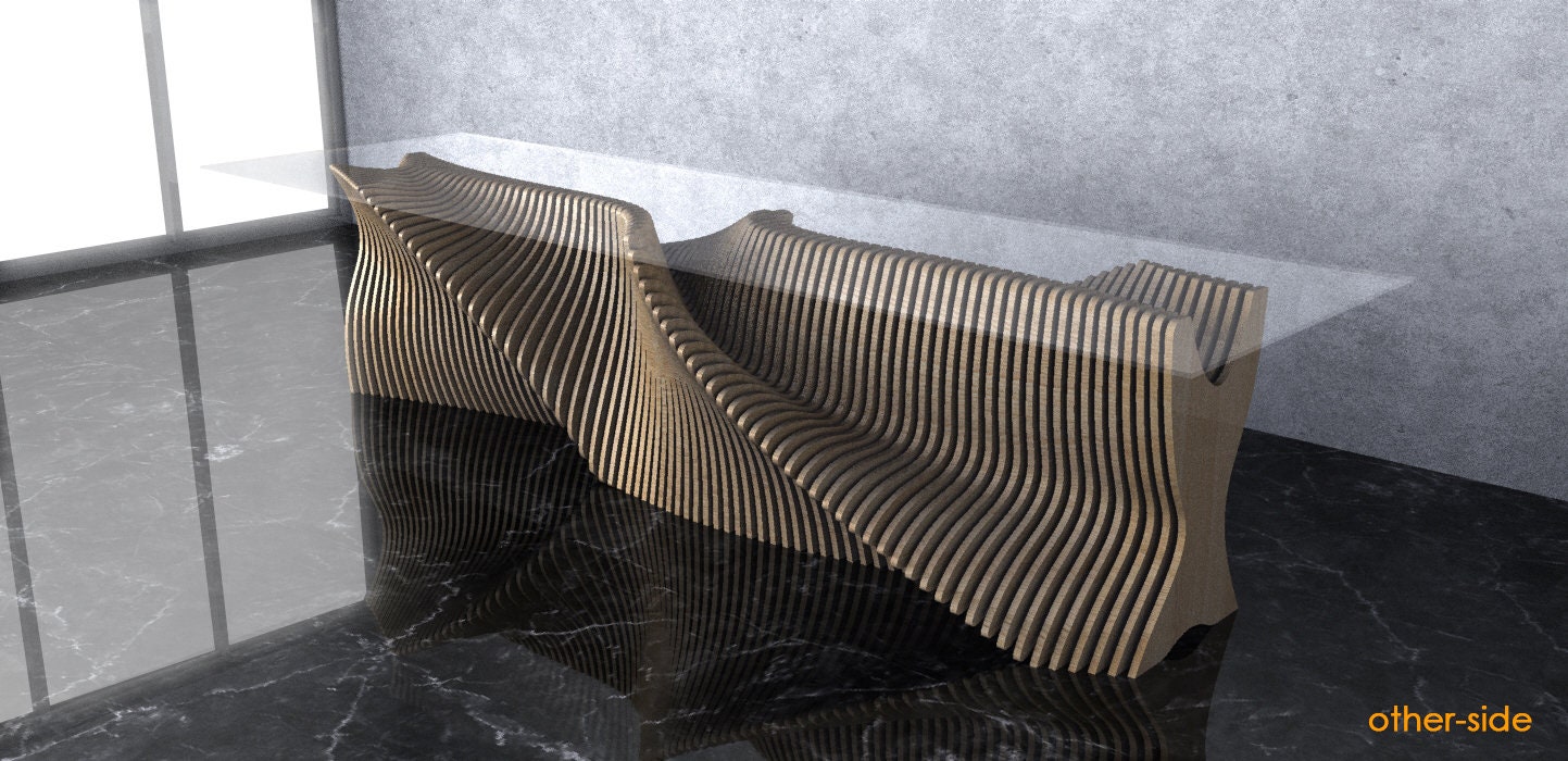 Parametric Wavy Wooden Furniture 31 - Dinner Table Design / CNC Files ...