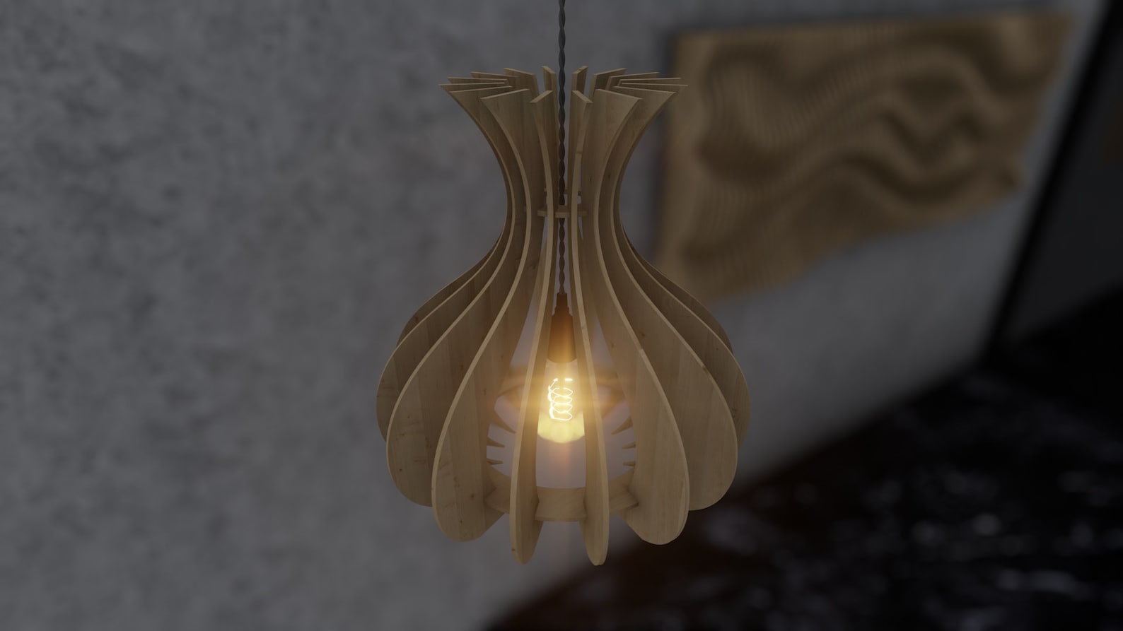 Parametric Wavy Wooden Lighting 05 - Chandelier Model / CNC Files for ...