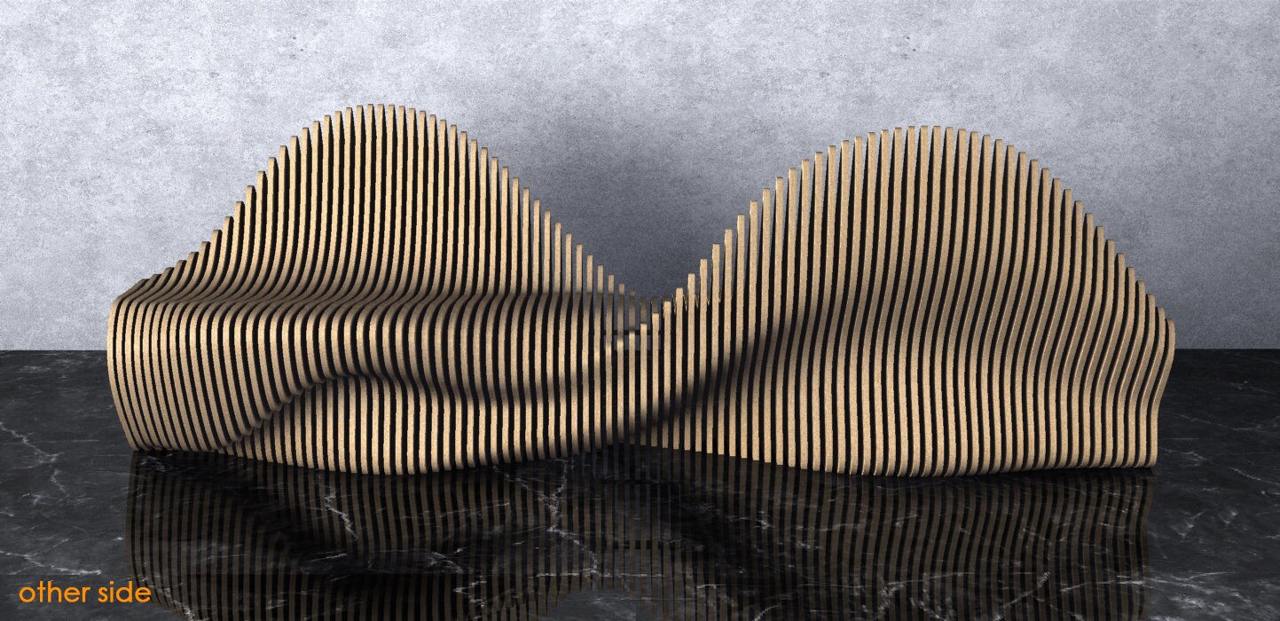 Parametric Wavy Wooden Furniture 32 Bench Design - Etsy