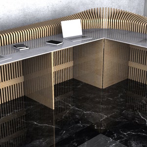 Parametric Wavy Wooden Furniture 29 - L-shaped Desk 02 / CNC Files for ...