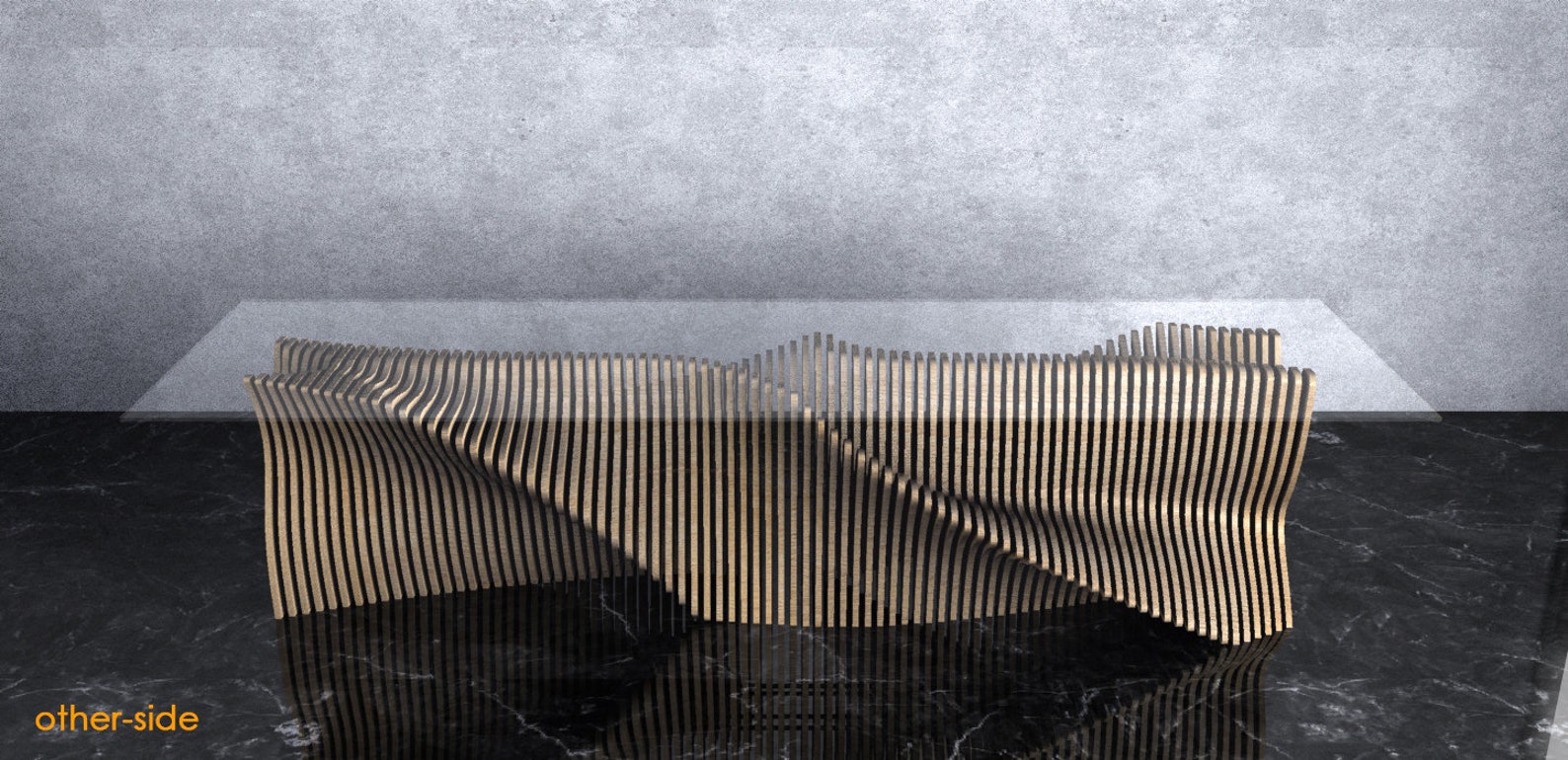 Parametric Wavy Wooden Furniture 31 - Dinner Table Design / CNC Files ...