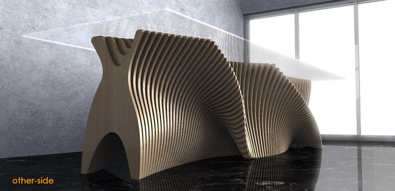 Parametric Wavy Wooden Furniture 31 - Dinner Table Design / CNC Files ...