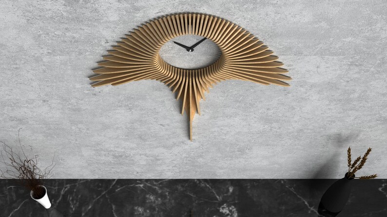 Parametric Wavy Wooden Wall Decor 65 / Clock Design / Digital Files for ...