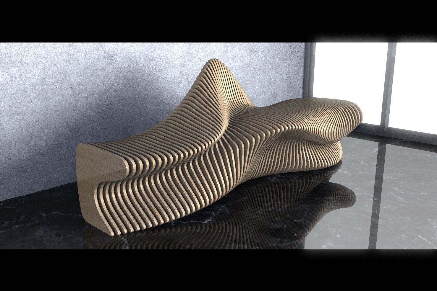 Parametric Wavy Wooden Furniture 34 - Bench Design / CNC Files for ...