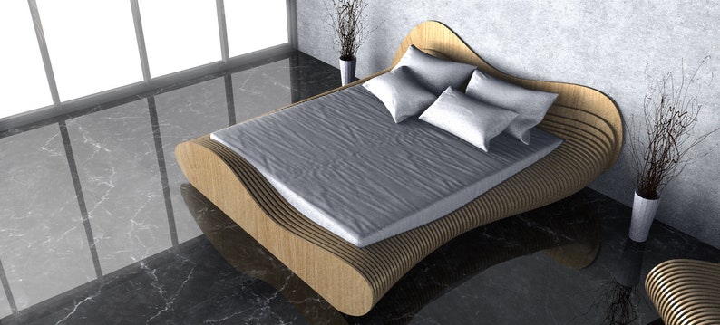 Parametric Wavy Wooden Furniture 28 - King Size Bed Design and Sofa ...