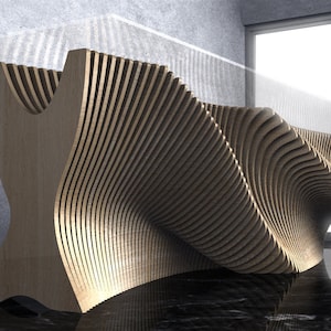 Parametric Wavy Wooden Furniture 31 - Dinner Table Design / CNC Files ...