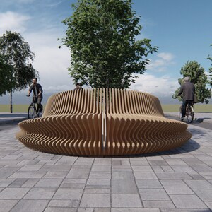 Parametric Wavy Wooden Furniture 16 - C Shaped Bench / CNC Files for ...