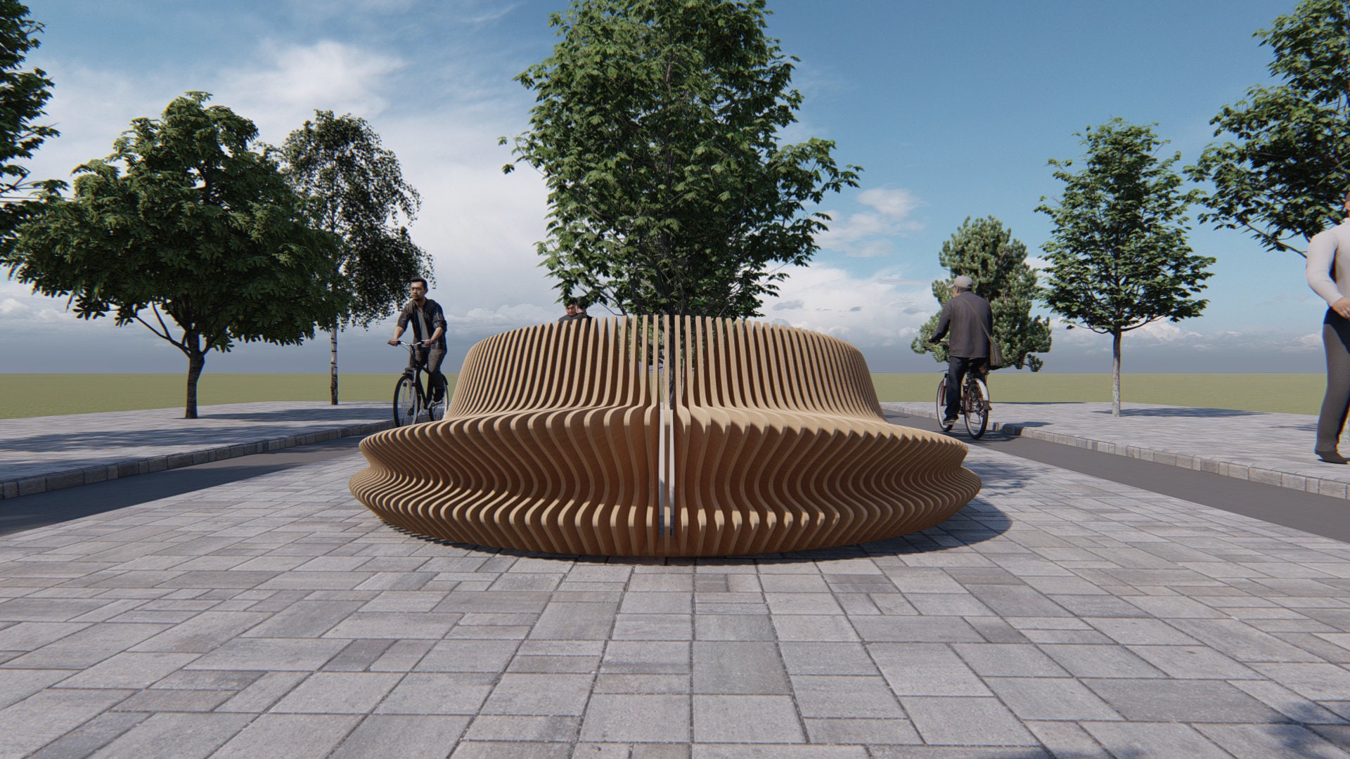 Parametric Wavy Wooden Furniture 16 - C Shaped Bench / CNC Files for ...
