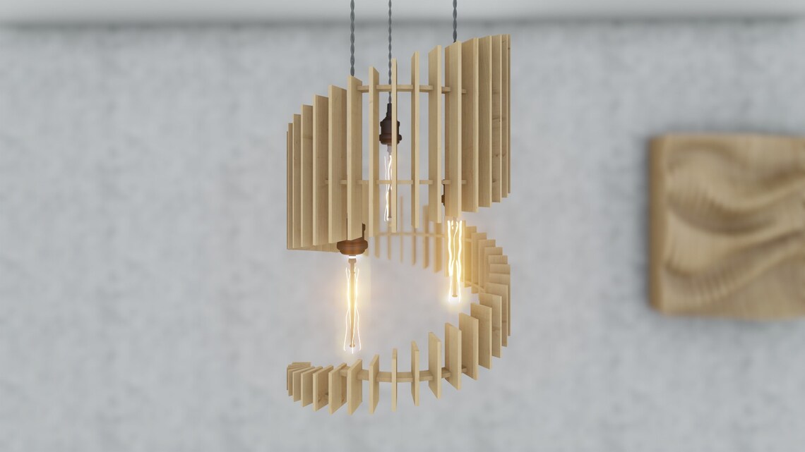 Parametric Wavy Wooden Lighting 02 Chandelier Model / CNC | Etsy