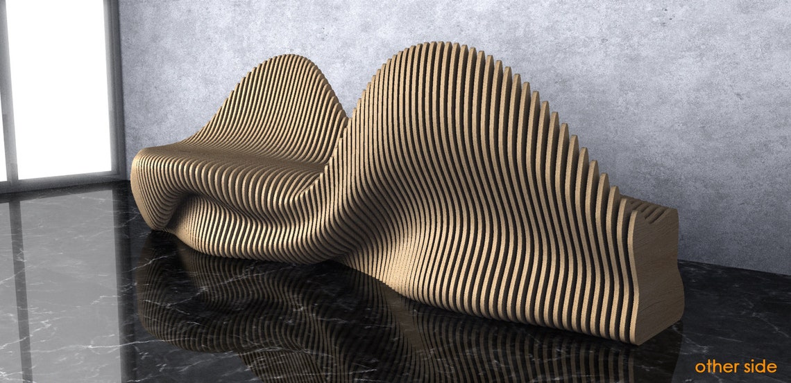 Parametric Wavy Wooden Furniture 32 Bench Design | Etsy