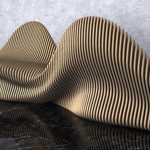 Parametric Wavy Wooden Furniture 32 - Bench Design - Etsy