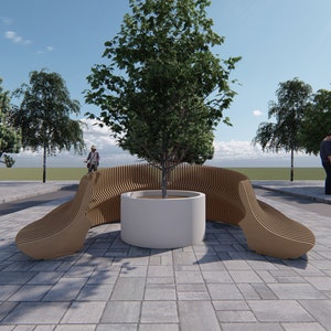 Parametric Wavy Wooden Furniture 16 - C Shaped Bench / CNC Files for ...