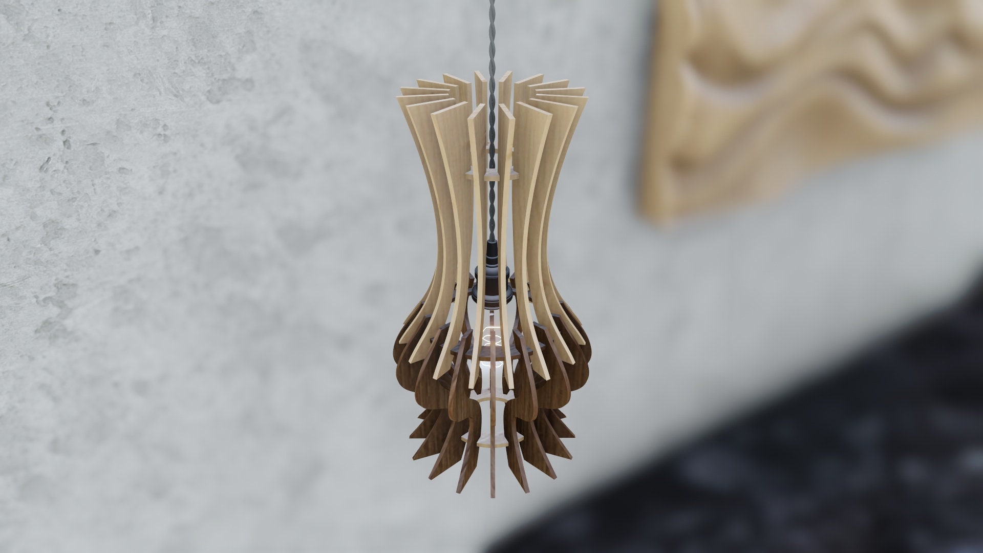 Parametric Wavy Wooden Lighting 01 Chandelier Model / CNC - Etsy