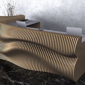 Parametric Wavy Wooden Furniture 29 - L-shaped Desk 02 / CNC Files for ...