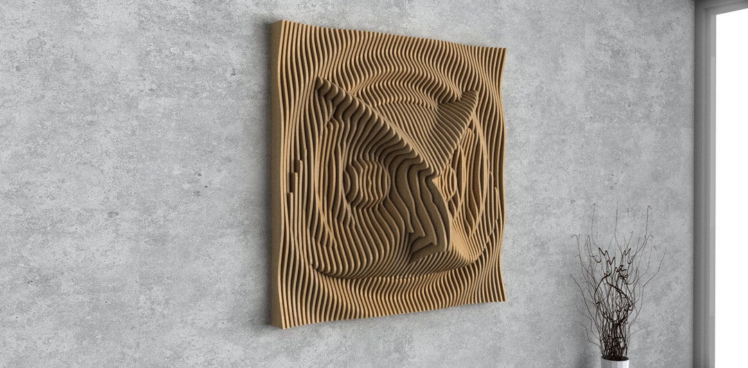 Parametric Wavy Wooden Wall Decor 51 / Owl in Waves / CNC Files for ...