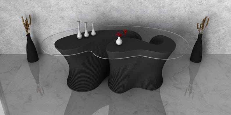 Parametric Wavy Wooden Furniture 49 - Dinner Table Design / CNC Files ...