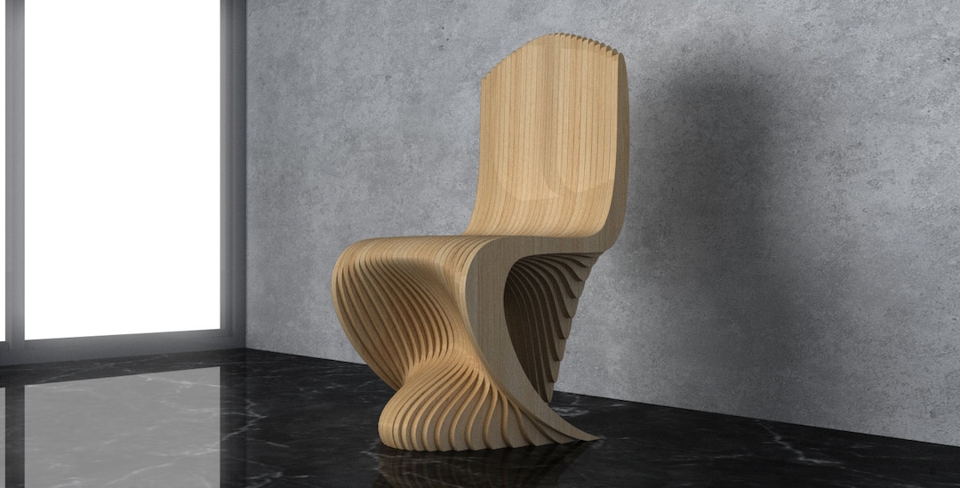 Parametric Wavy Wooden Furniture 45 - Chair Design / CNC Files for ...