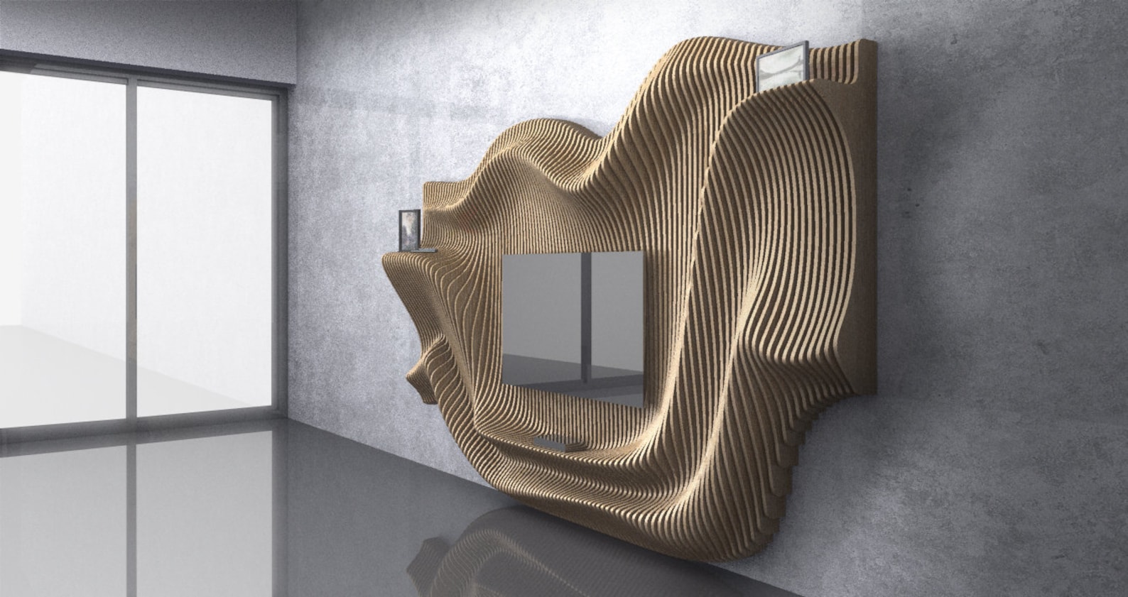 Parametric Wavy Wooden Wall Decor 18 / TV Unit Design / CNC | Etsy