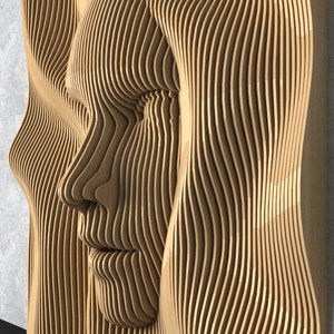 Parametric Wavy Wooden Wall Decor 50 / Face in Waves / CNC Files for ...