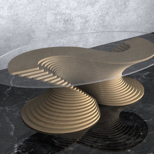 Parametric Wavy Wooden Furniture 44 Coffee Table Design / - Etsy