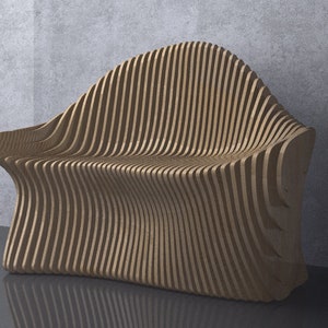 Parametric Wavy Wooden Furniture 09 - Sofa Design / CNC Files for ...