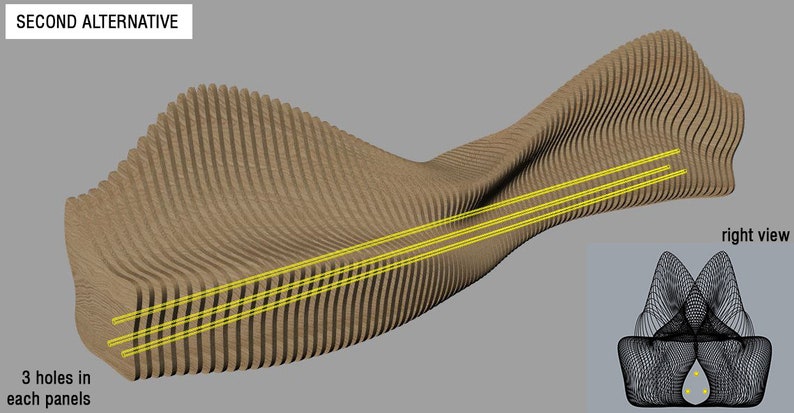 Parametric Wavy Wooden Furniture 05 Twisted Bench Design / | Etsy