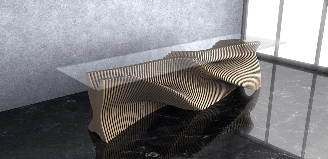 Parametric Wavy Wooden Furniture 31 - Dinner Table Design / CNC Files ...