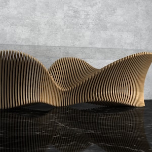 Parametric Wavy Wooden Furniture 41 - Dinner Table - / CNC Files for ...
