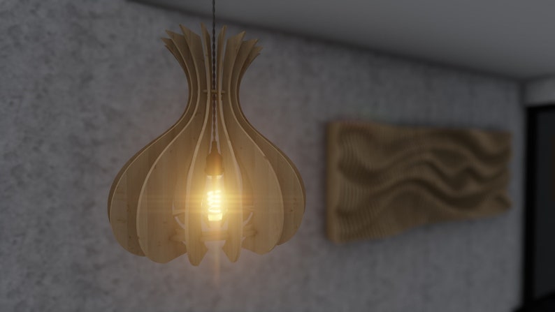 Parametric Wavy Wooden Lighting 05 - Chandelier Model / CNC Files for ...