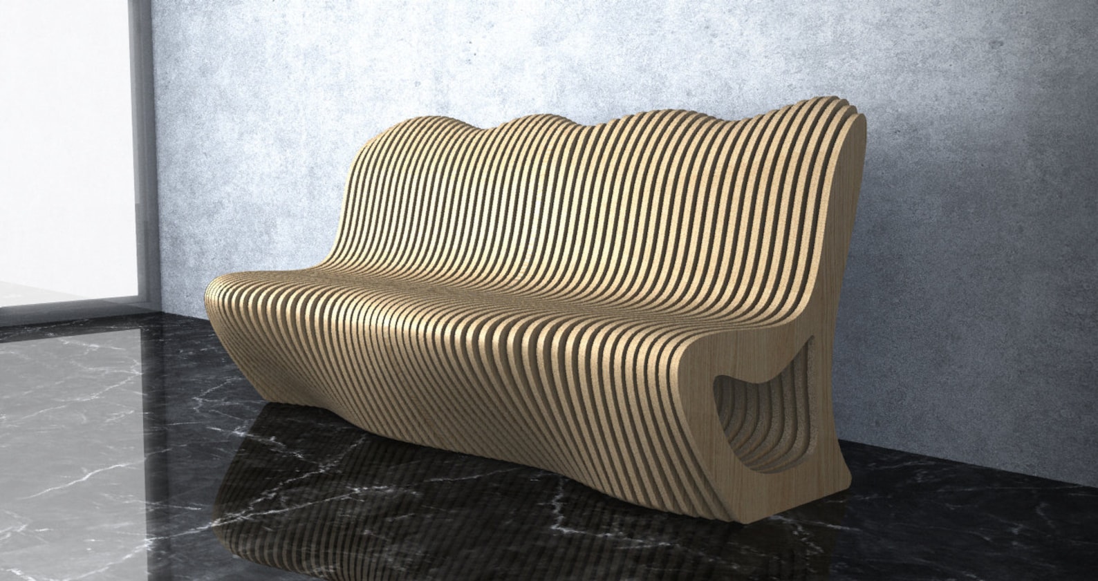 Parametric Wavy Wooden Furniture 22 - Sofa Design / CNC Files for ...