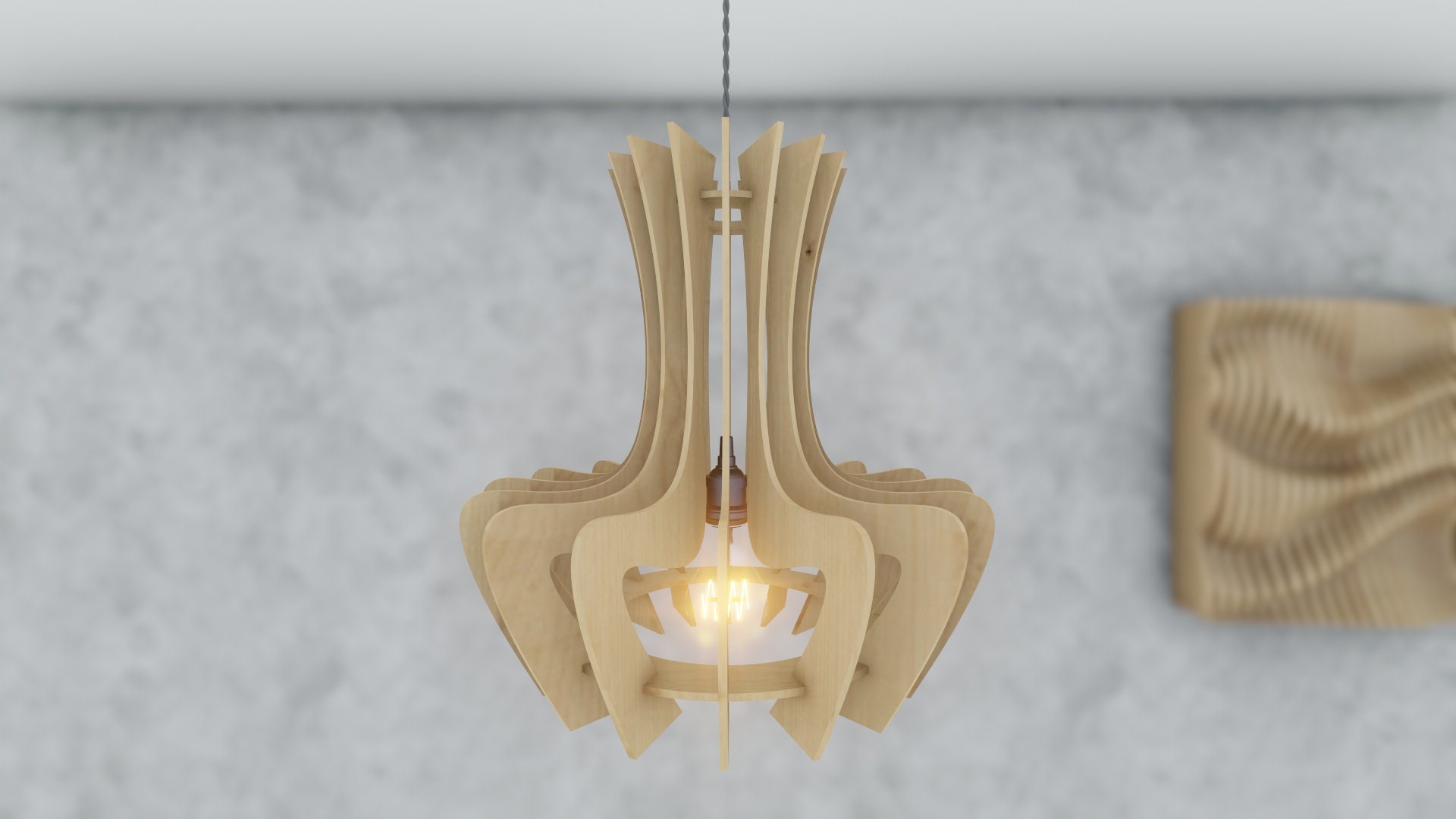 Parametric Wavy Wooden Lighting 03 Chandelier Model / CNC - Etsy