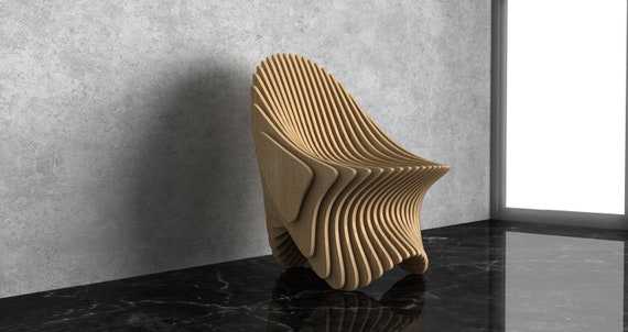 Parametric Wavy Wooden Furniture 40 Armchair Design / CNC | Etsy